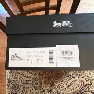 Coach | Shoes | Coach Clip Leather High Chalk Sky Blue Sneaker | Poshmark